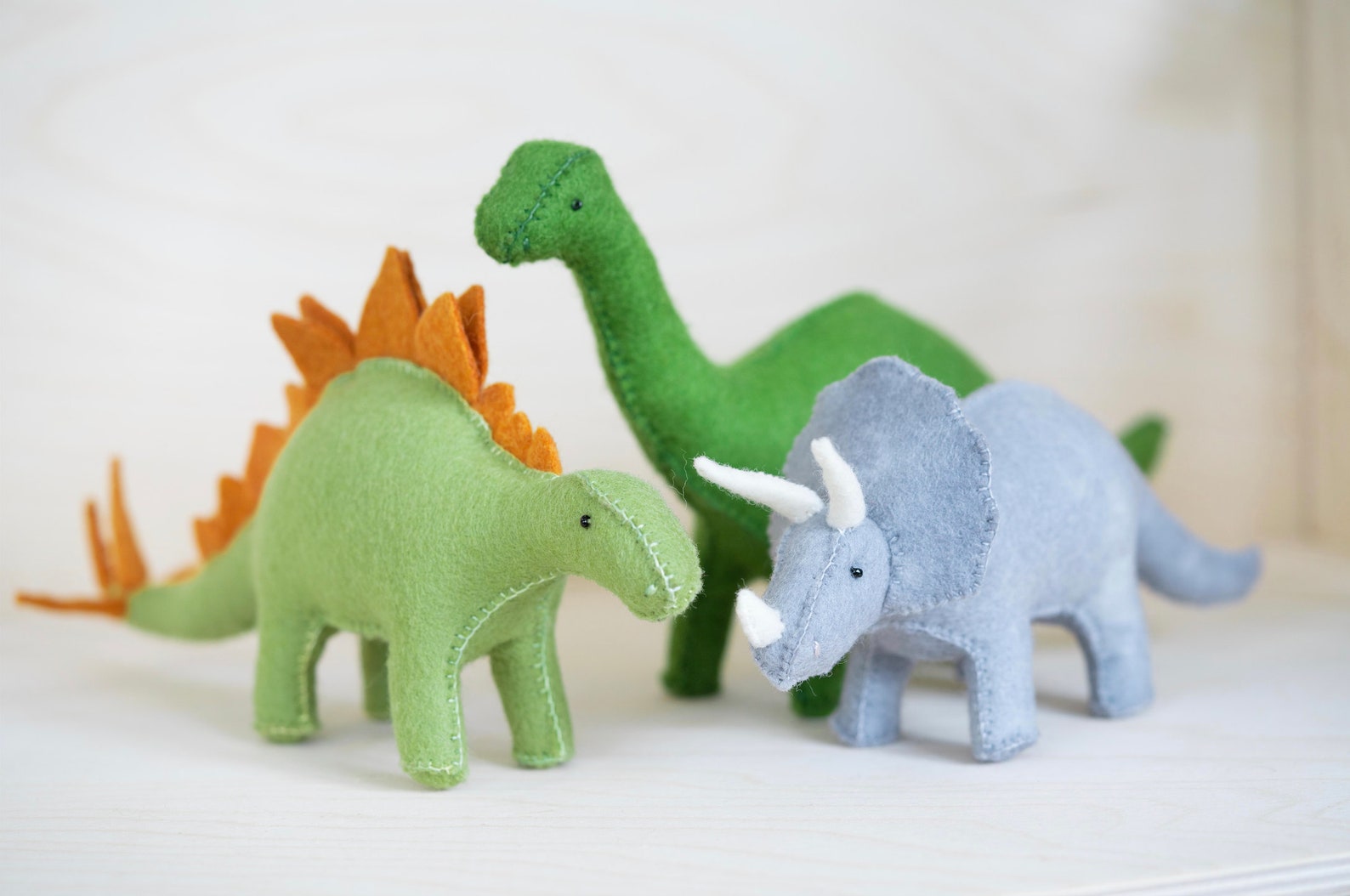 Felt Dinosaurs Complete Set of 3 Soft Toy Sculpture Sewing | Etsy