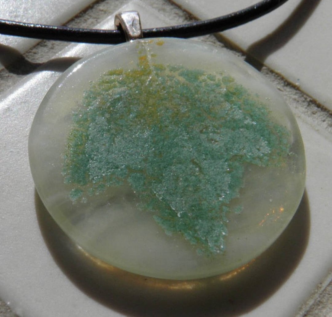 Fossil Vitra Reactive Fused Glass Maple Leaf Pendant - Etsy