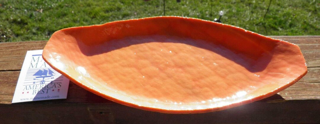 Burnt Orange Uroboros Stained Glass Dish Plate Candle Holder Candy Dish ...