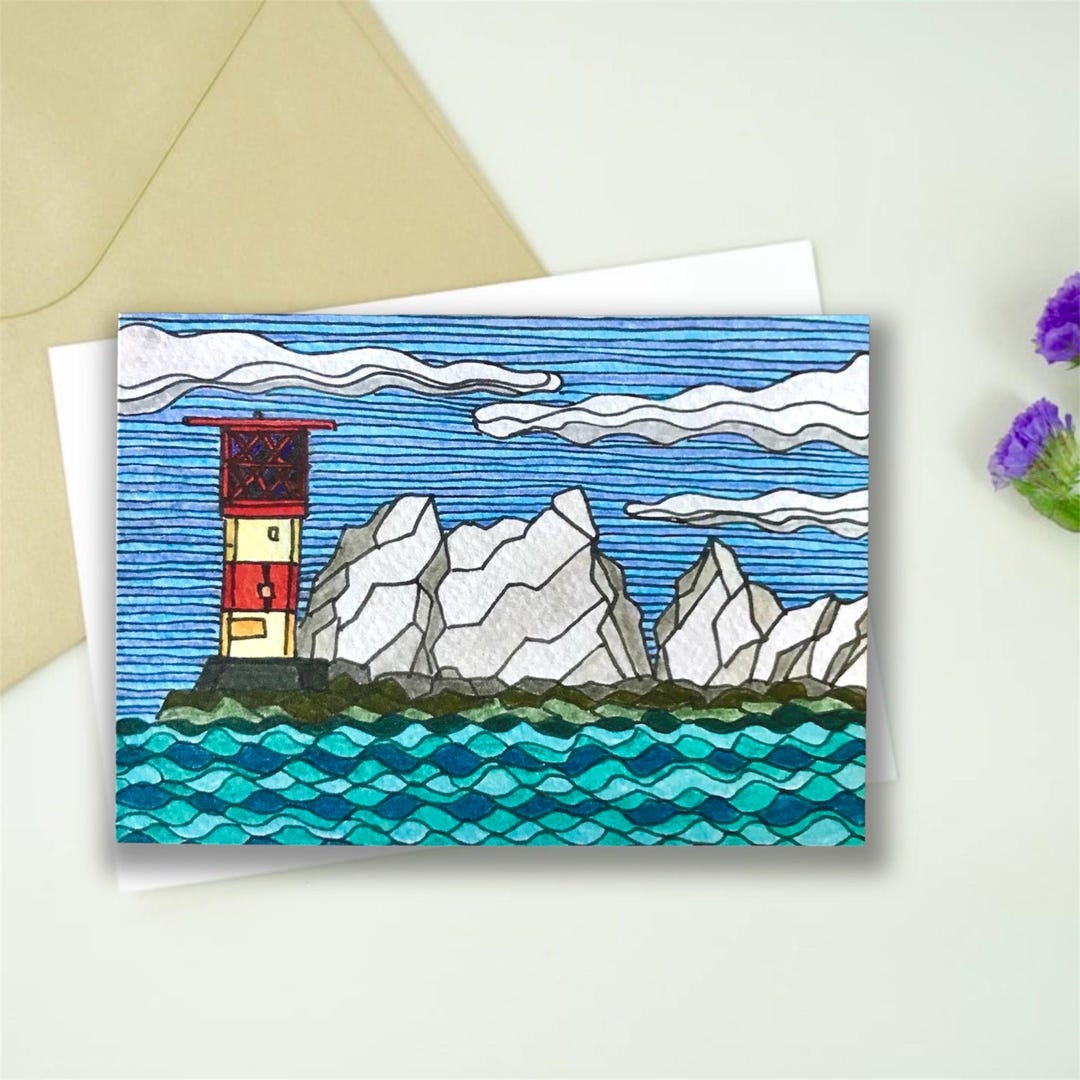 Isle of Wight Card, the Needles Isle of Wight, Original Art Print ...