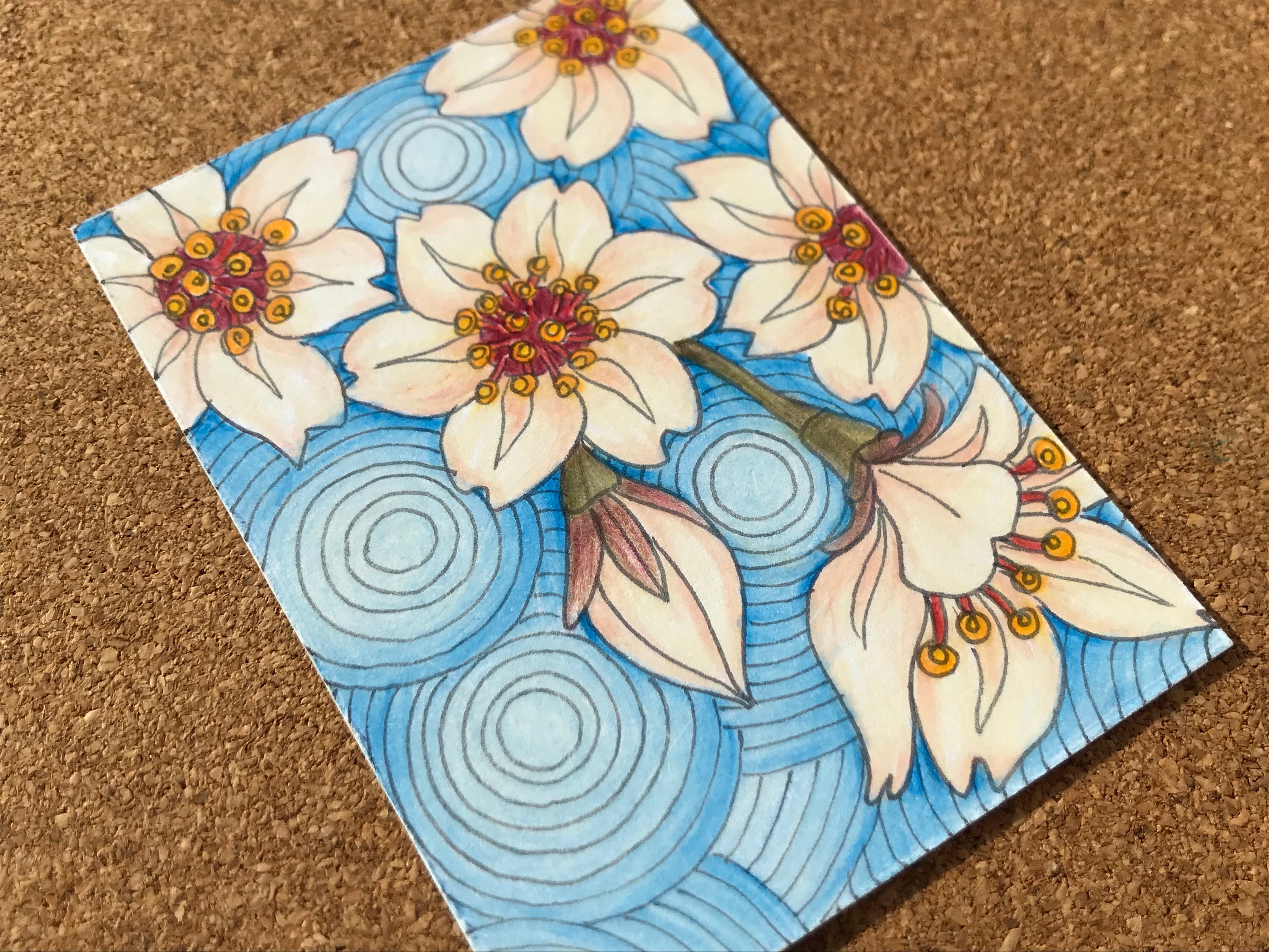 ACEO Art Card Japanese Cherry Blossom Miniature Hand-drawn Artist ...