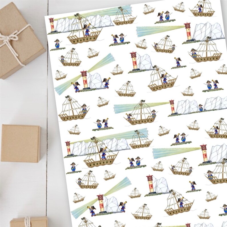 Isle of Wight Pirates Wrapping Paper: Pirate Ship Art - Etsy