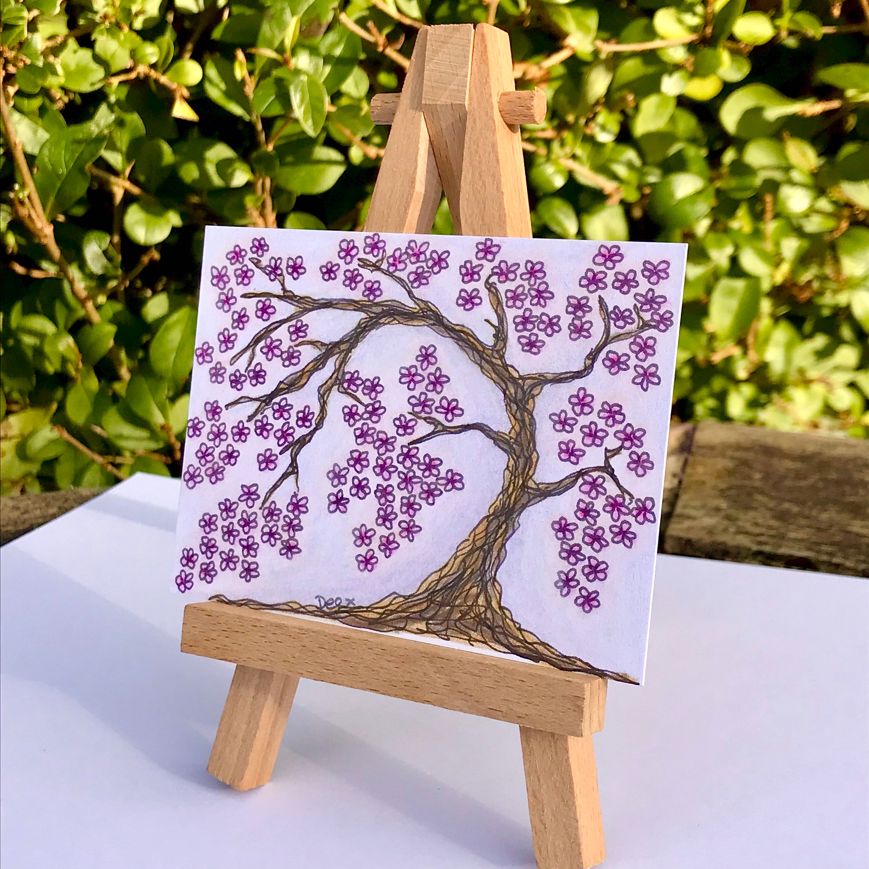 ACEO Miniature Artist Trading Card Cherry Blossom Tree drawing Original ...
