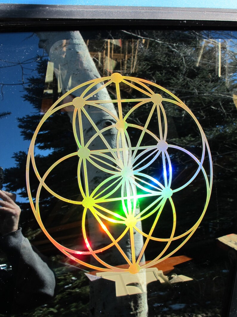 Seed of Tree of Life Sticker/decal- Large Prismatic Rainbow Gold- Goff ...