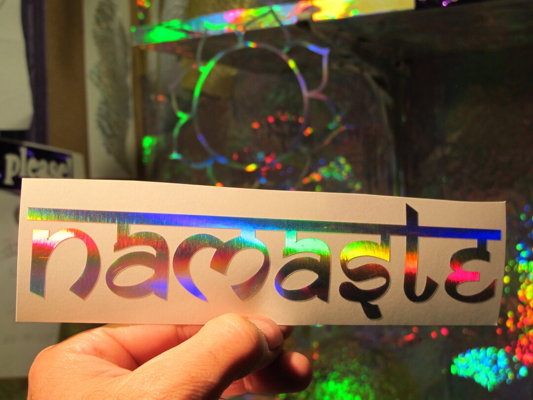 Namaste Vinyl Sticker/ Window Decal- Prismatic Rainbow Silver - Etsy