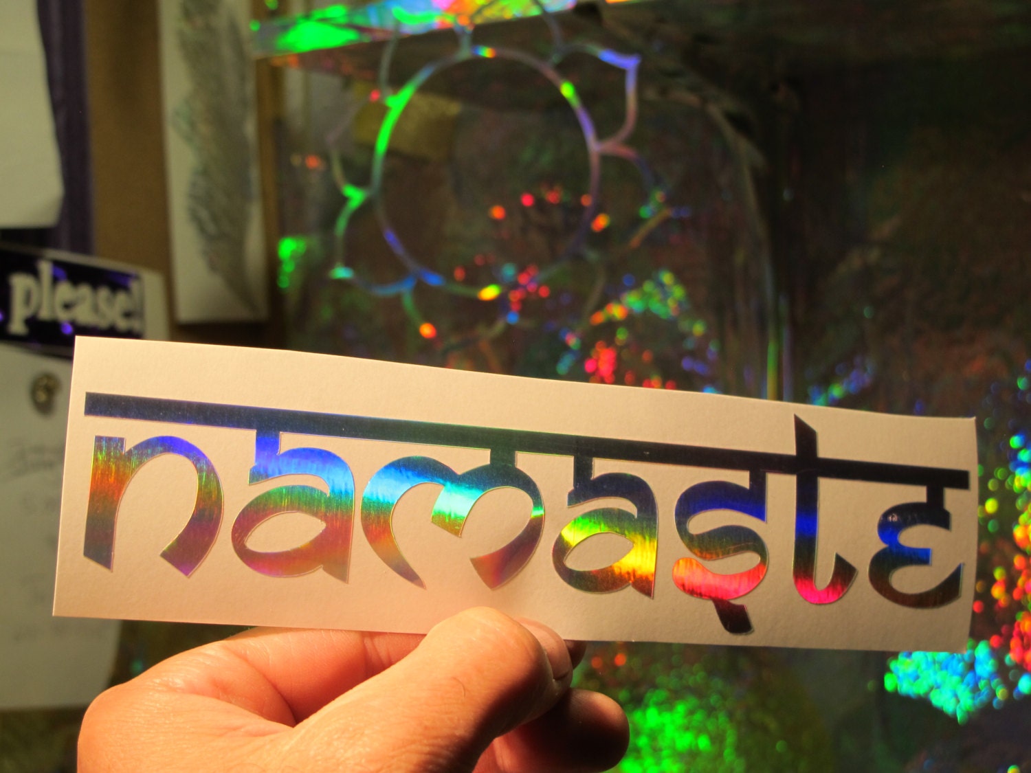 Namaste Vinyl Sticker/ Window Decal Prismatic Rainbow Silver | Etsy