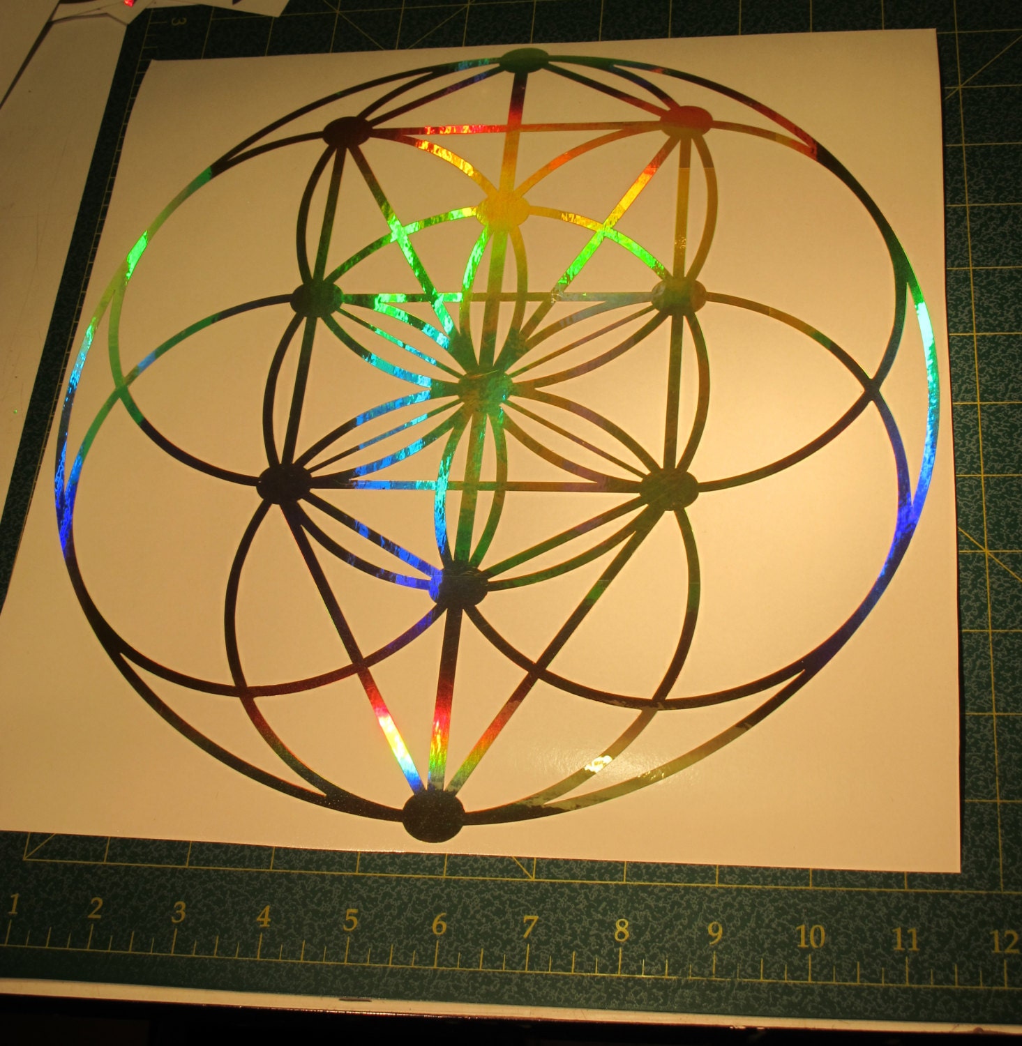 Seed of Tree of Life Sticker/decal- Large Prismatic Rainbow Gold- Goff ...