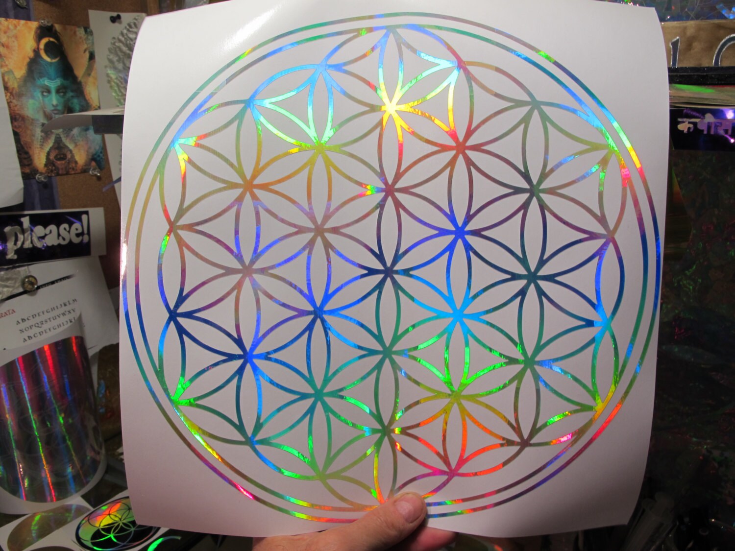 LARGE Flower of Life Sticker. Prismatic Rainbow Silver. - Etsy