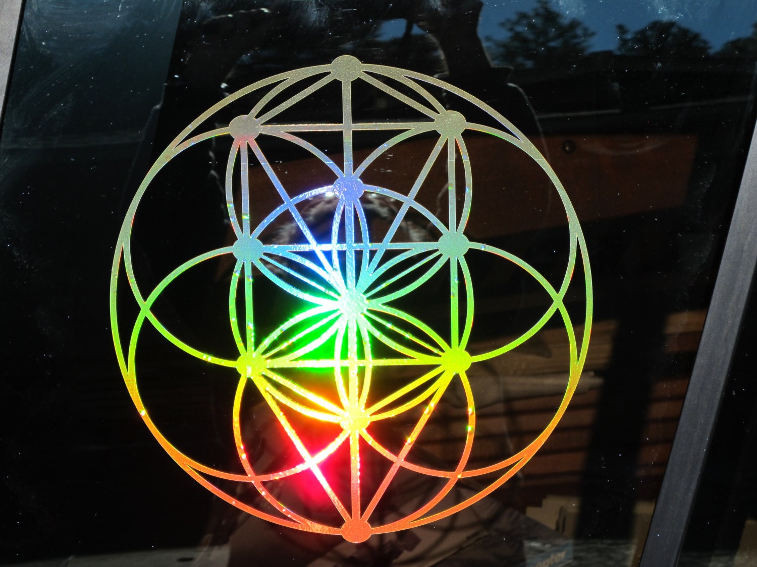 Seed of Tree of Life Sticker/decal- Large Prismatic Rainbow Gold- Goff ...