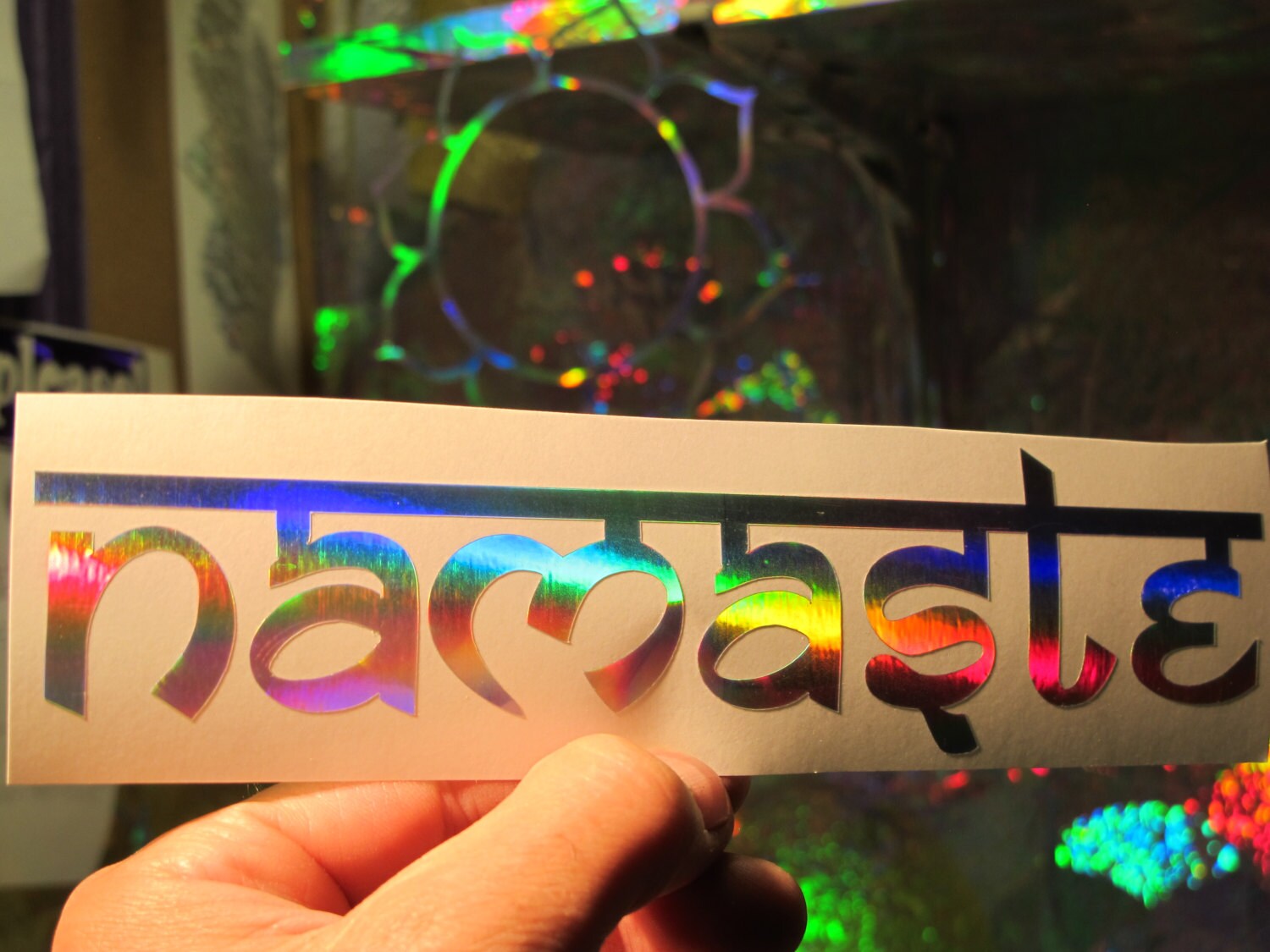 Namaste Vinyl Sticker/ Window Decal Prismatic Rainbow Silver | Etsy