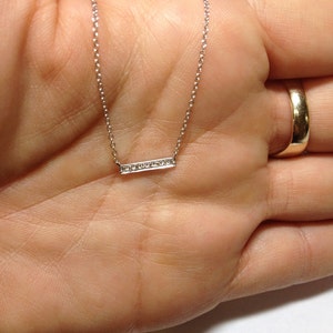 Cute Solid 14k Gold Short Diamond Bar Necklace/trendy/dainty/bridal ...