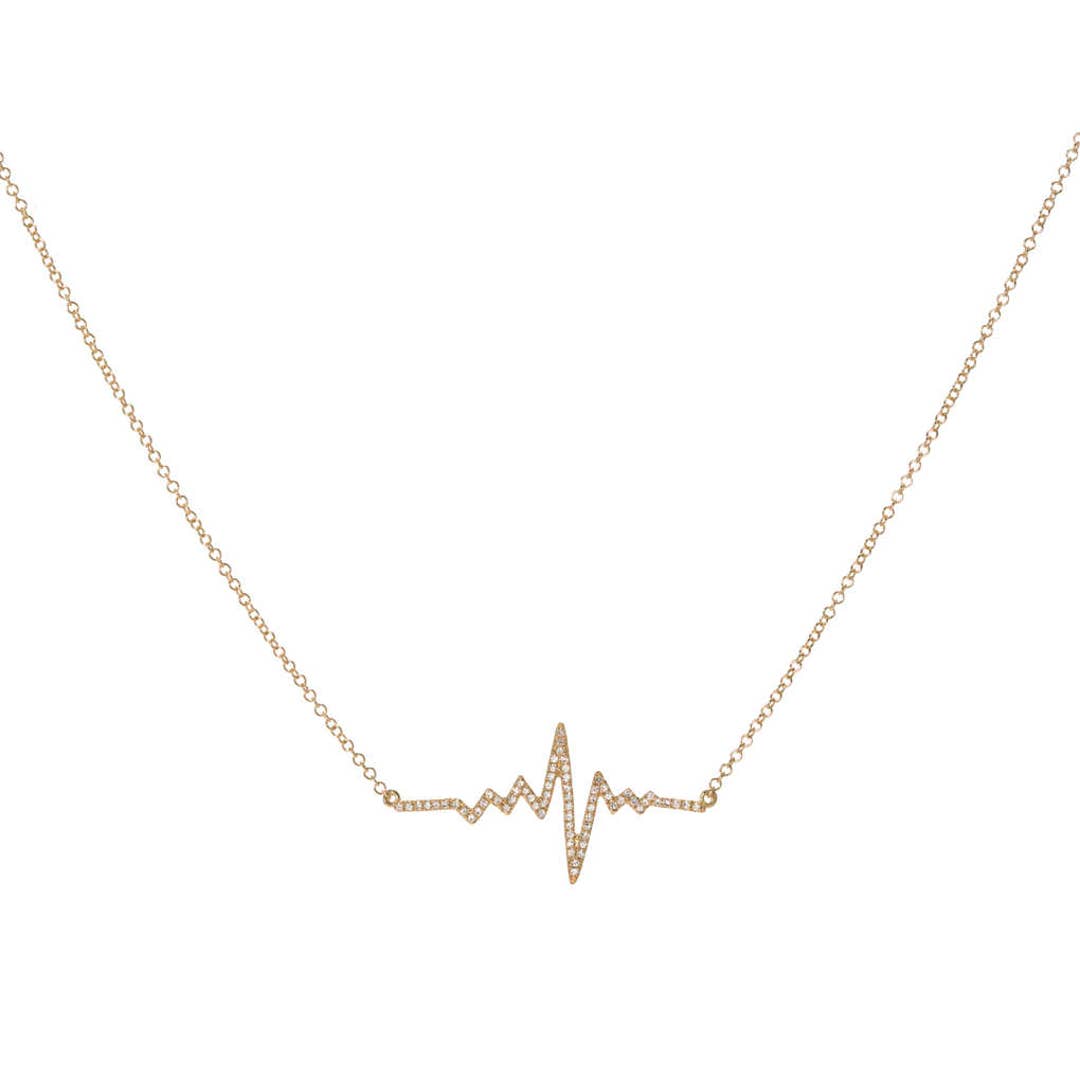 14k Gold Diamond Heartbeat/pulse Necklace/birthday/anniversary/wedding ...