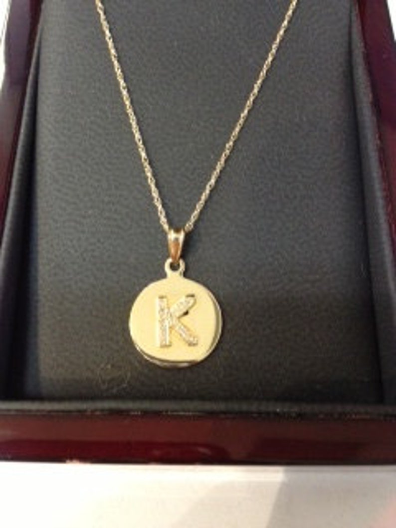 Personalized14k Gold Diamond Initial Disk - Etsy