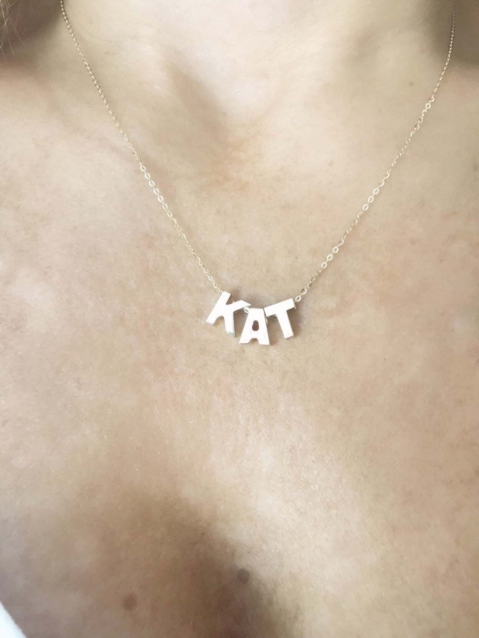 14k Yellow Gold Block Initial Pendant | Etsy