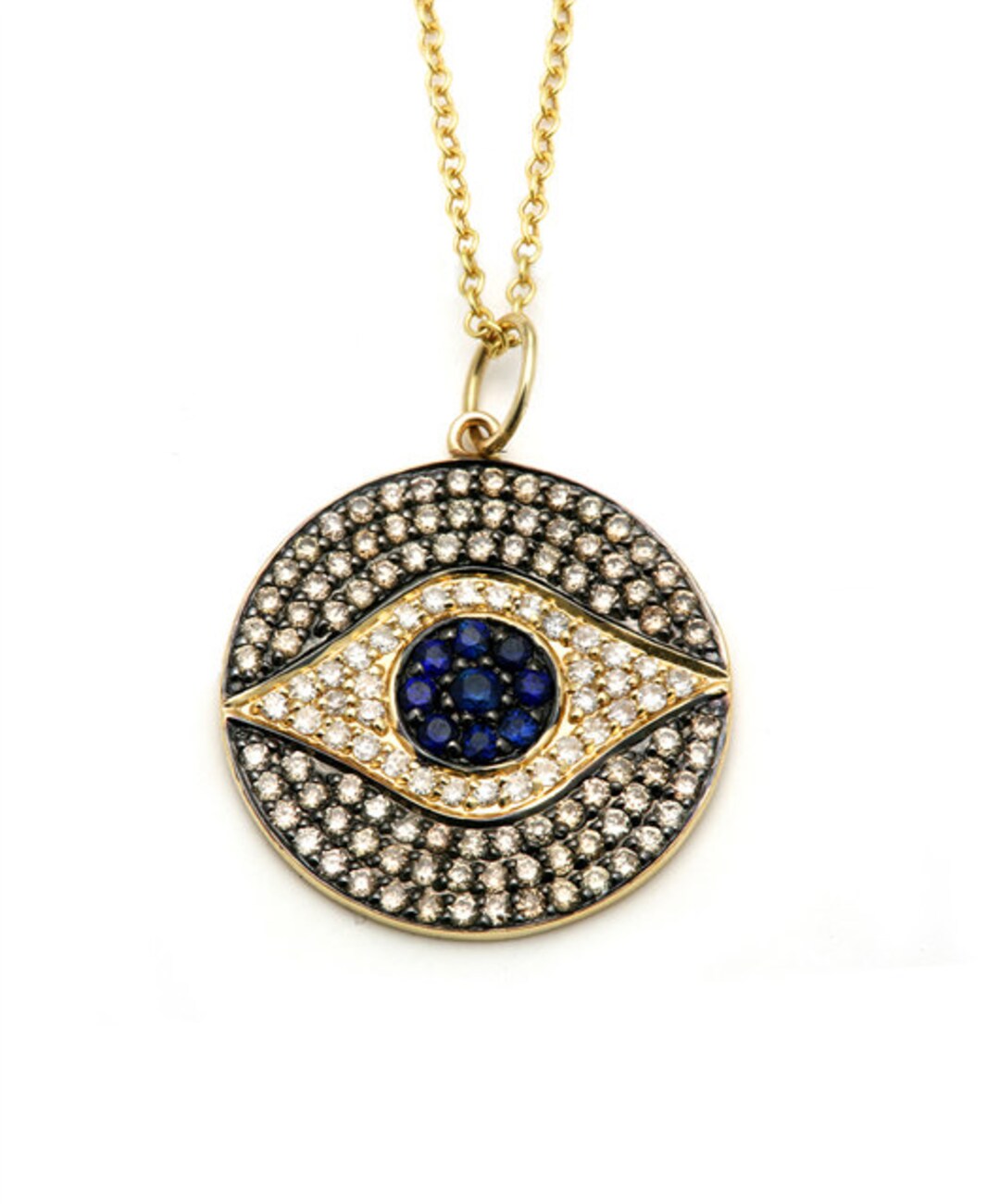 Solid 14k Yellow Gold Medallion Evil Eye - Etsy
