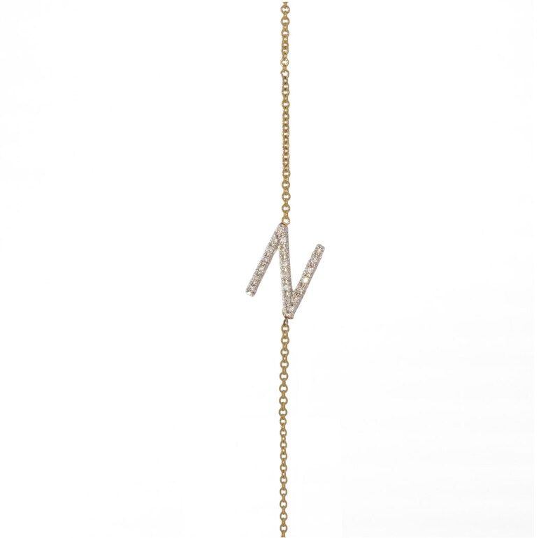 14k Gold Personalized Diamond Initial - Etsy