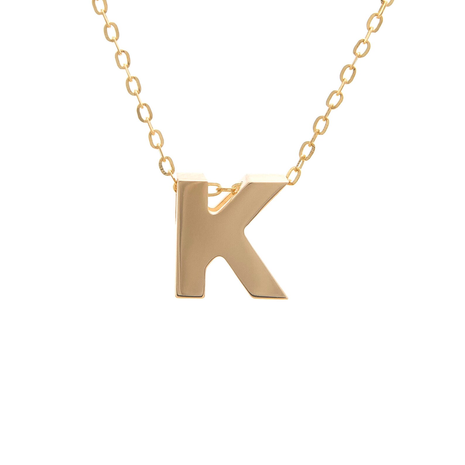 14k Yellow Gold Block Initial Pendant | Etsy