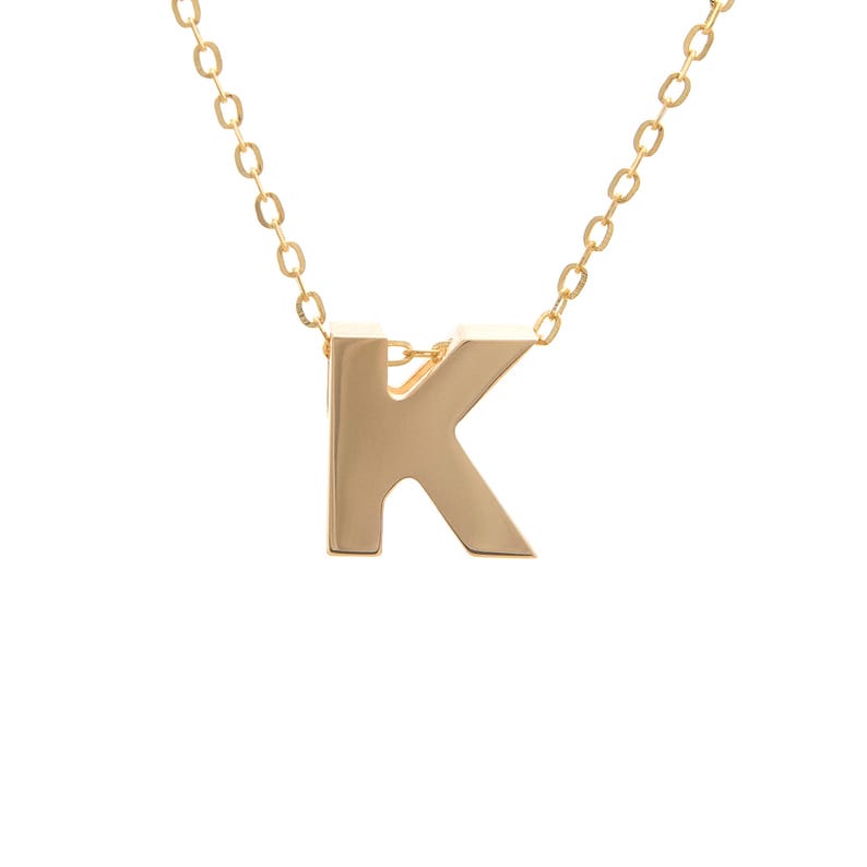 14k Yellow Gold Block Initial Pendant | Etsy