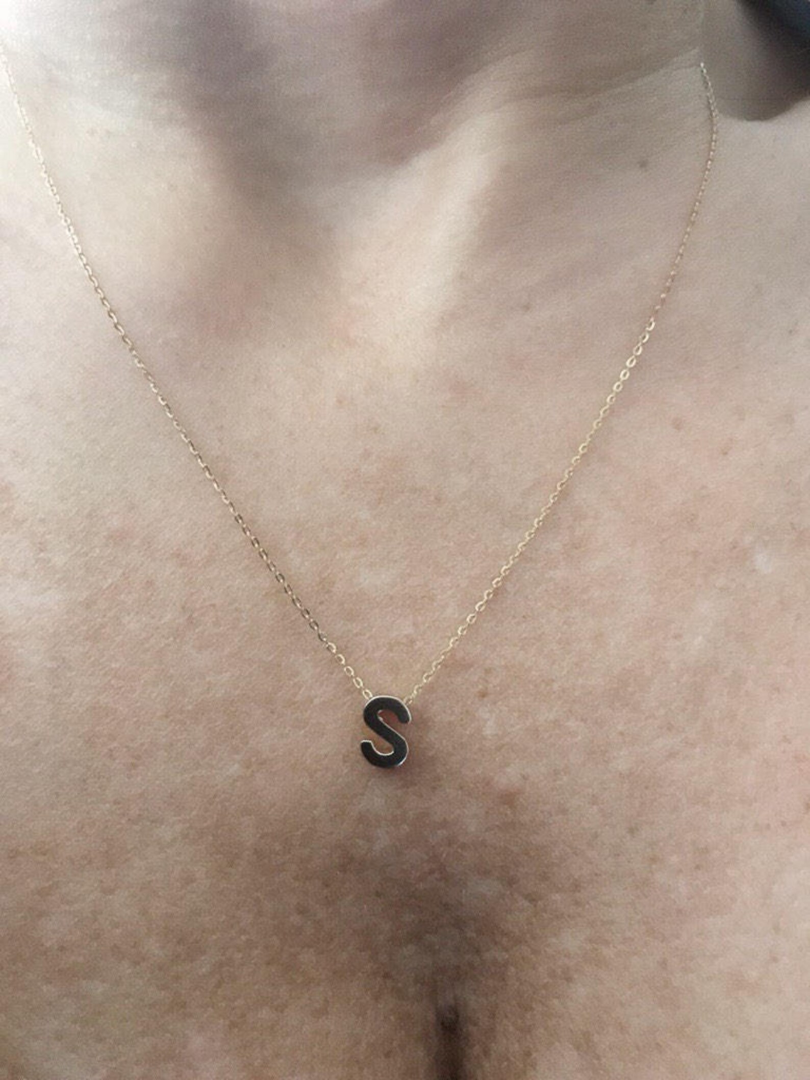 14k Yellow Gold Block Initial Pendant | Etsy