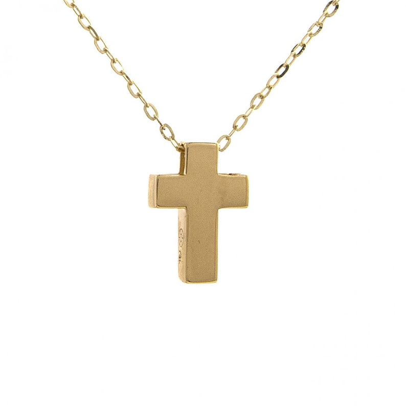 14k Gold 3D Block Cross - Etsy