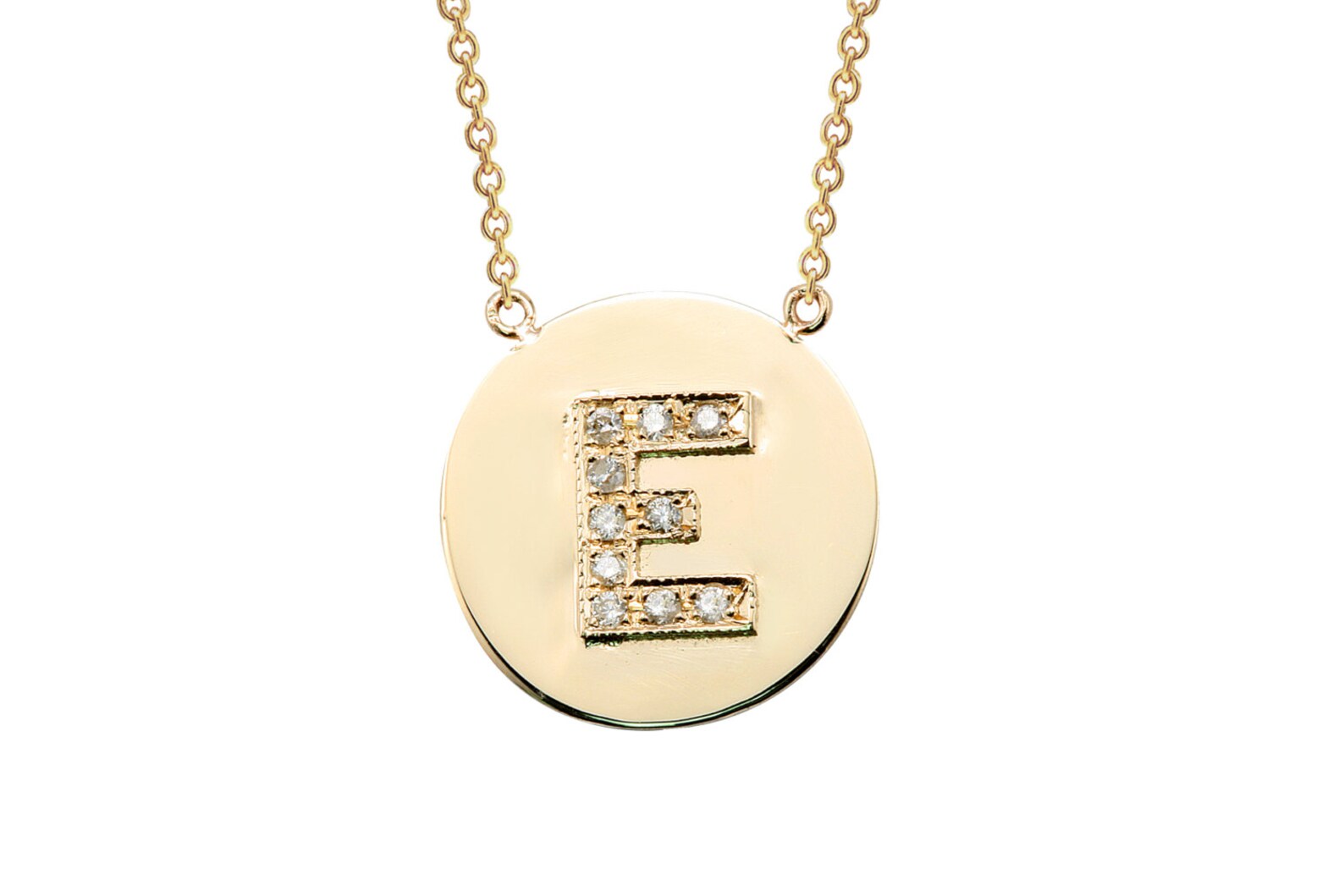 Personalized14k Gold Diamond Initial Disk - Etsy