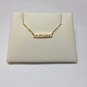 Cute Solid 14k Gold Short Diamond Bar Necklace/trendy/dainty/bridal ...