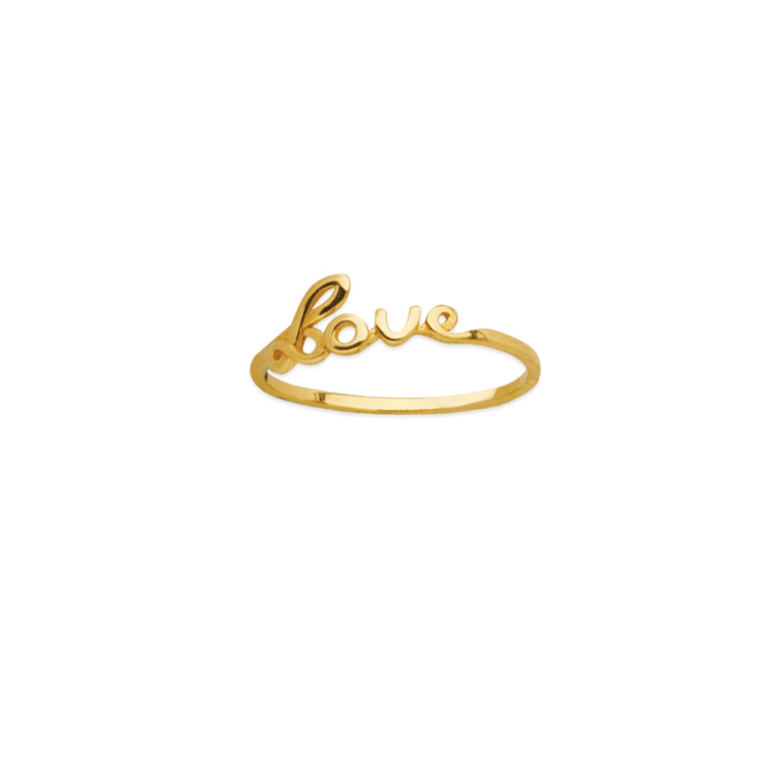 14k Gold Tiny Script Love Ring•wedding•anniversary•birthday•graduation ...