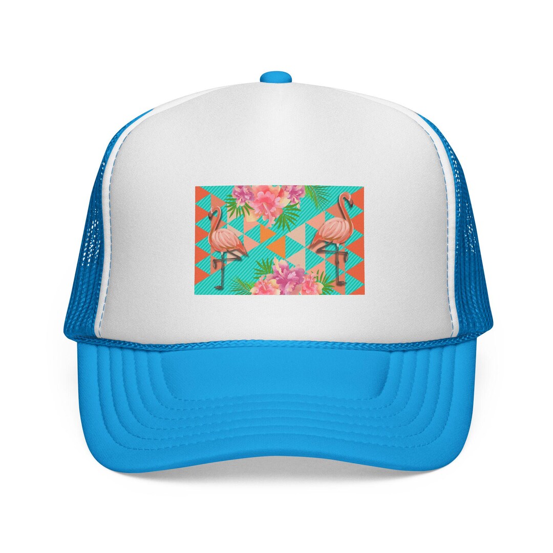 Flamingo Dance : Trucker Hat | Floral Geometric Beach Hat - Etsy