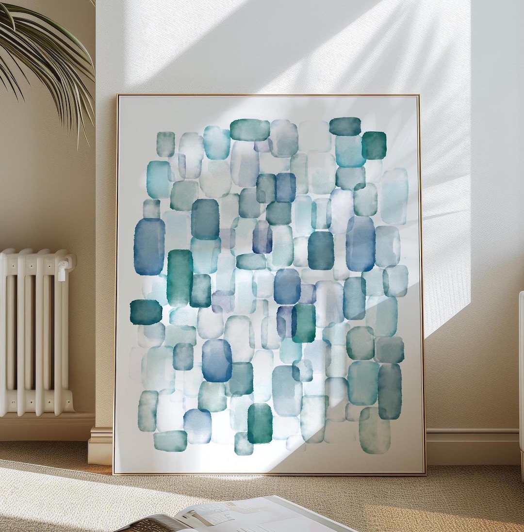 Sea Glass Printable Wall Art Watercolor Digital Art Nautical Wall Decor ...