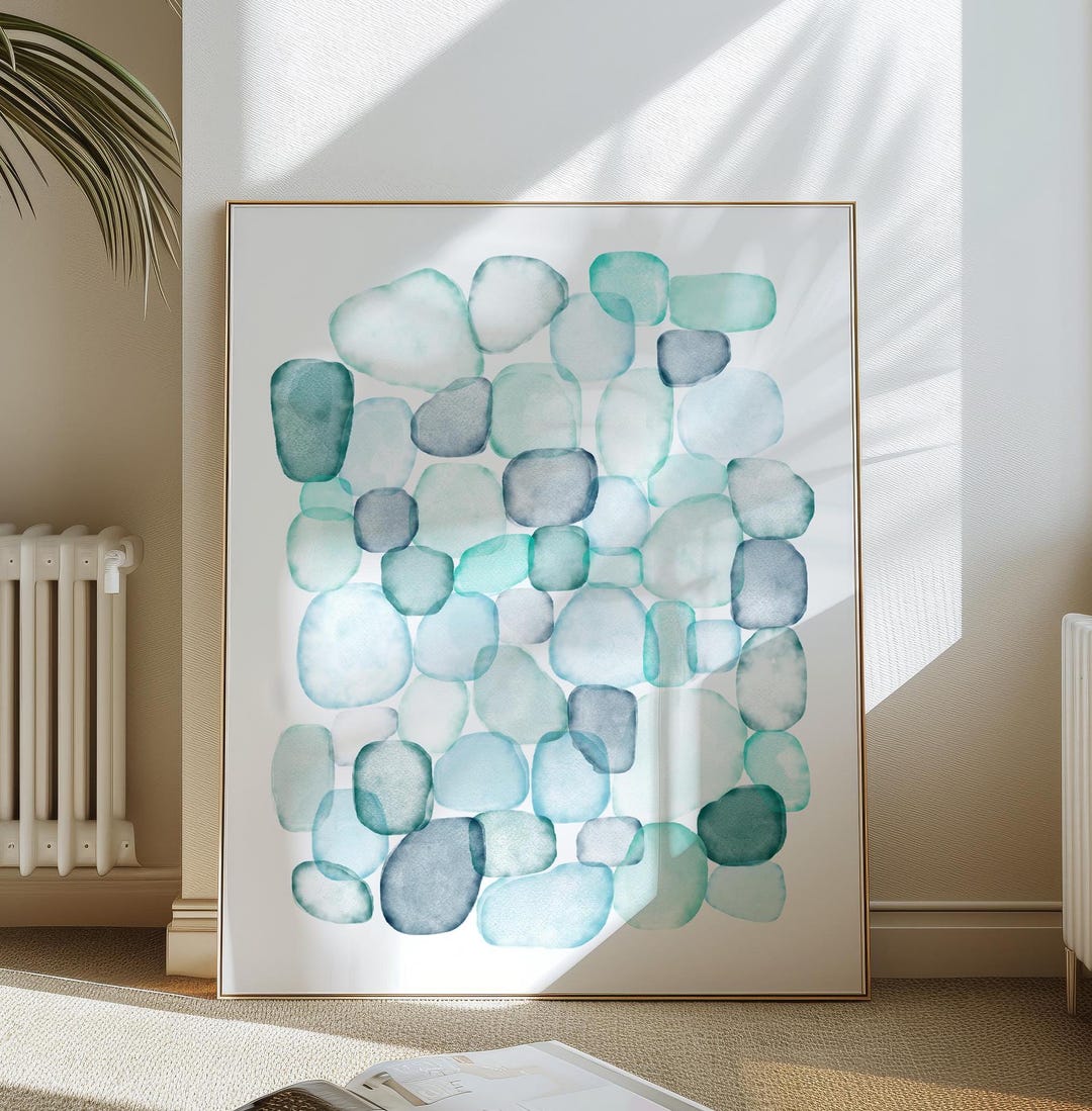 Sea Glass Abstract Watercolor Printable Sea Glass Wall Art Watercolor ...
