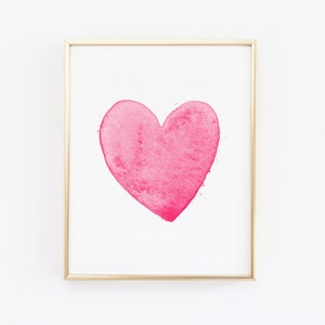 Hot Pink Watercolor Heart Printable Wall Art // Downloadable Print ...