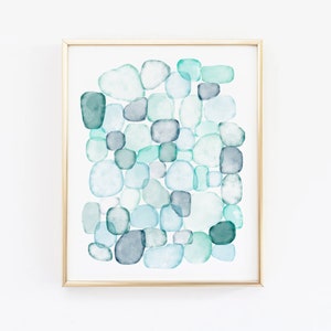 Sea Glass Abstract Watercolor Printable Sea Glass Wall Art Watercolor ...