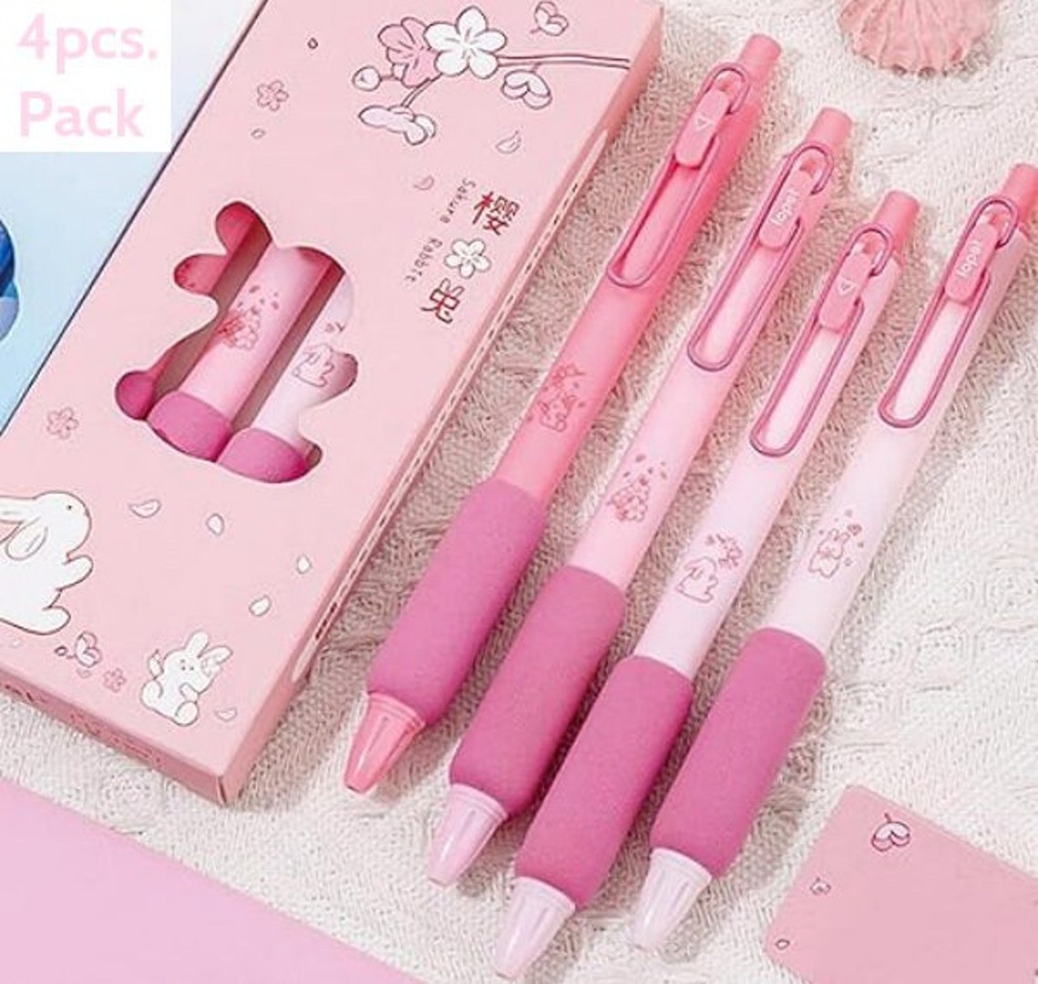 4 Pc SAKURA PENS SET Cherry Blossom Japanese Flowers Cute Kawaii Floral ...