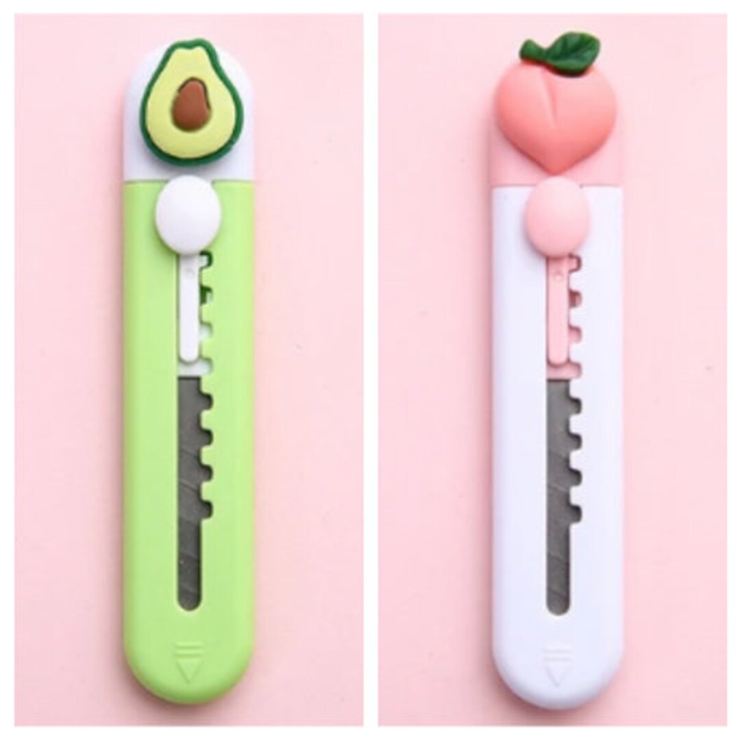 KAWAII CRAFT CUTTER Cute Box Paper Letter Opener Peach Avocado Office ...