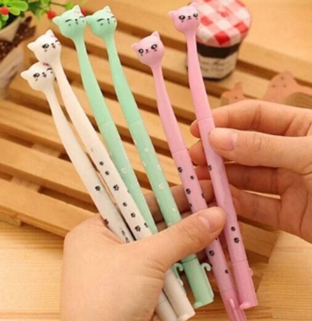 8pc/set KAWAII KITTY PENS Cute Cat Paw Sibling Gifts Print Crazy ...