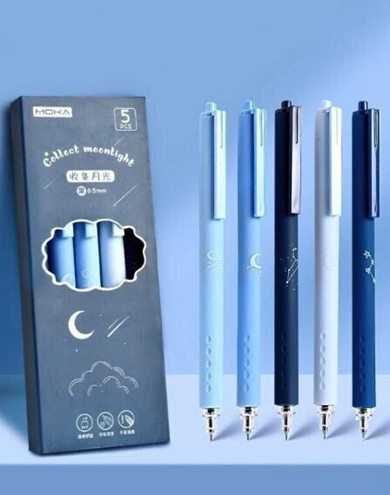 5pcs MOON STARS PENS Constellation Universe Gifts Aesthetic Moonlight ...