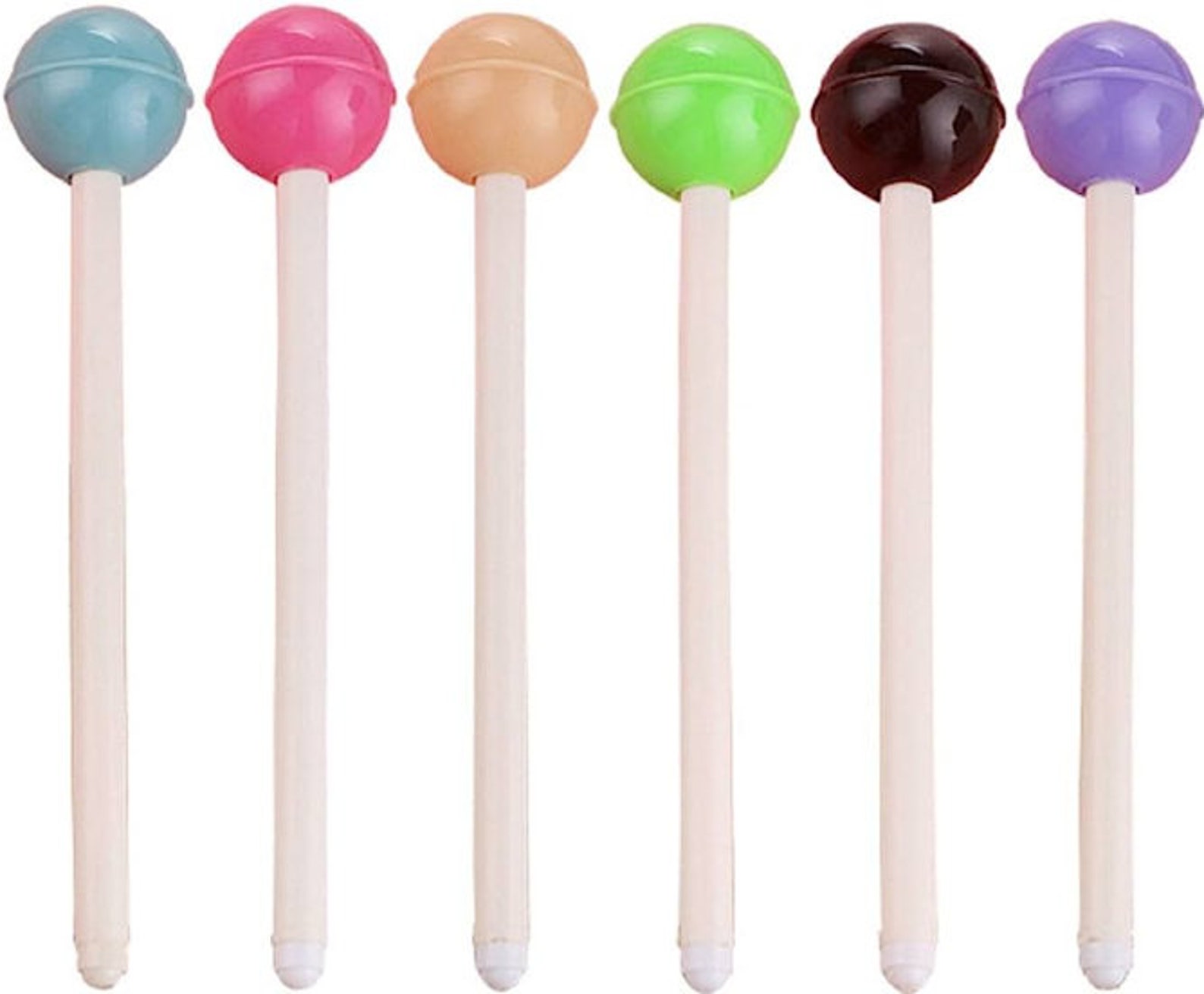 6pc LOLLIPOP PENS SET Writing Cute Designs Girl Gifts Underline ...