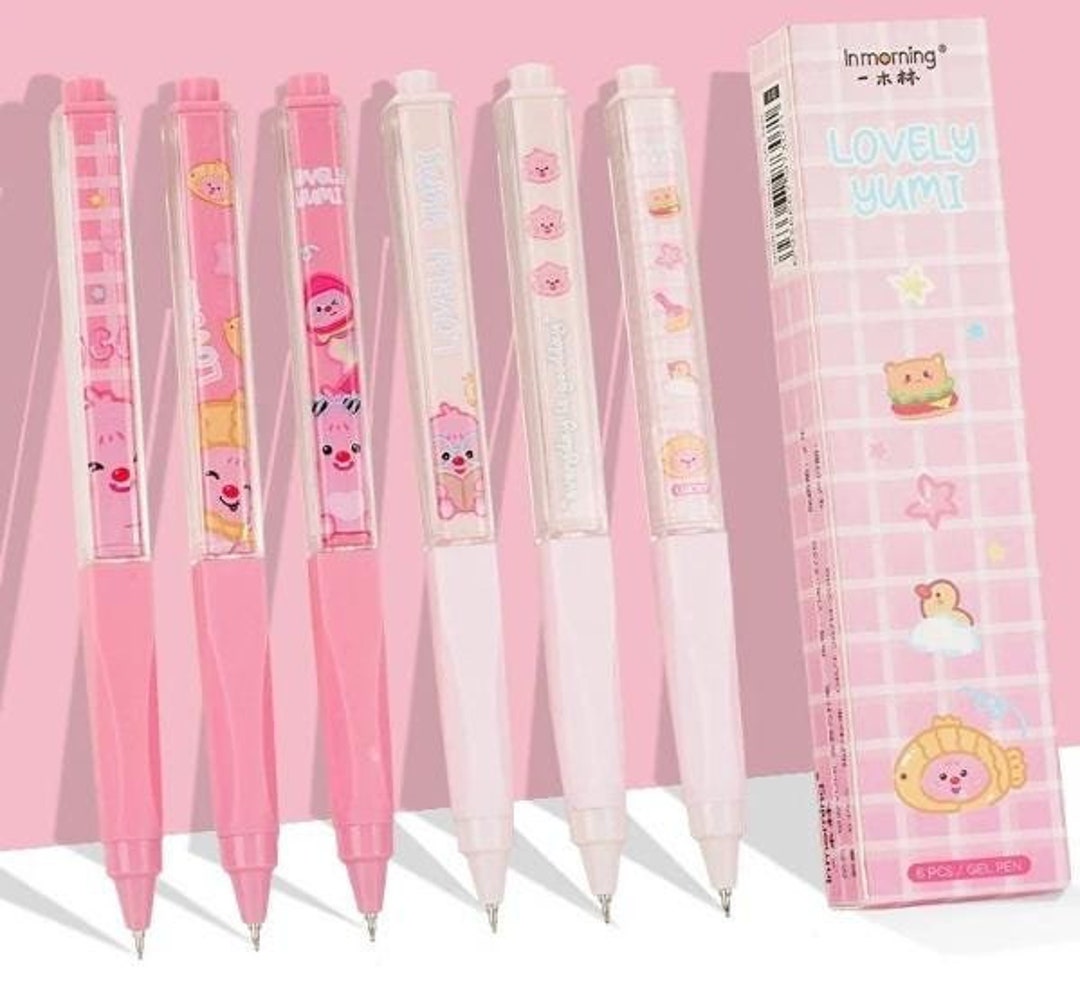6pcs Kawaii Pens Cute Girl Gifts Aesthetic Pink Office Supplies Animal ...