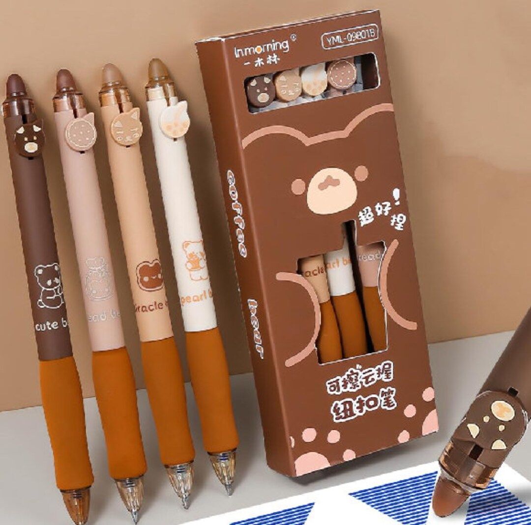 4pc ERASABLE PEN SET Kawaii Cute Coffee Bear Journal Planner Bears ...