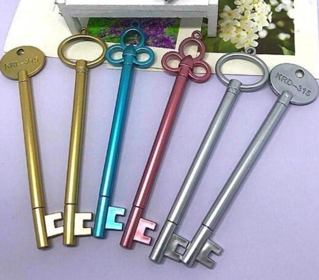 6pc Skeleton KEY PENS LOT Cute Unique Retro Journaling Collection ...