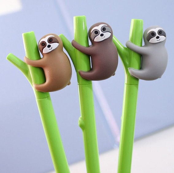 CUTE SLOTH PENS 3pc/set Kawaii Jungle Animals Lover Gifts Women Girl ...