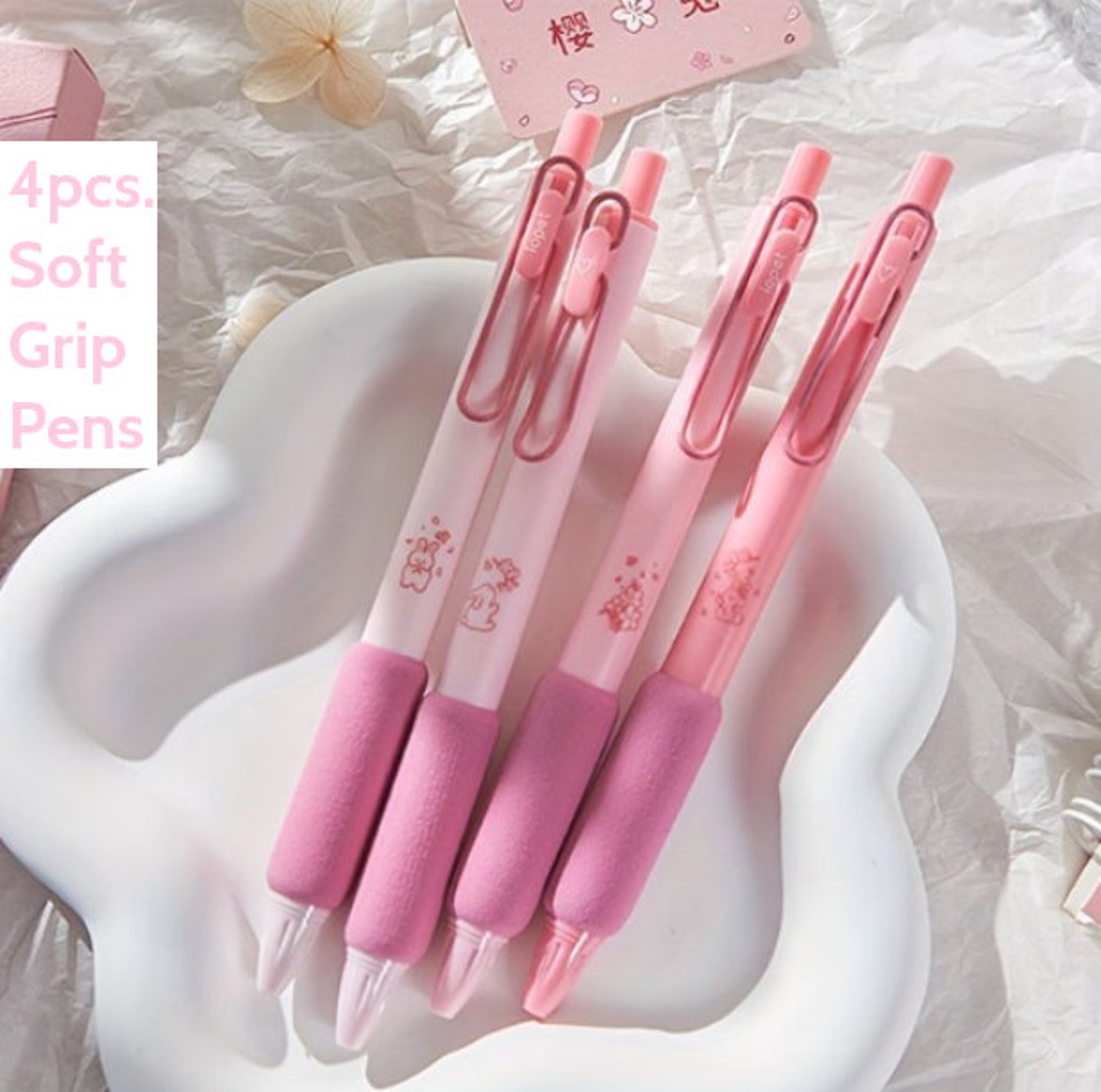 4 Pc SAKURA PENS SET Cherry Blossom Japanese Flowers Cute Kawaii Floral ...