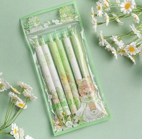 6 Pc KAWAII CUTECORE PENS Mystical Witchy Forest Juk Journal Fairy ...