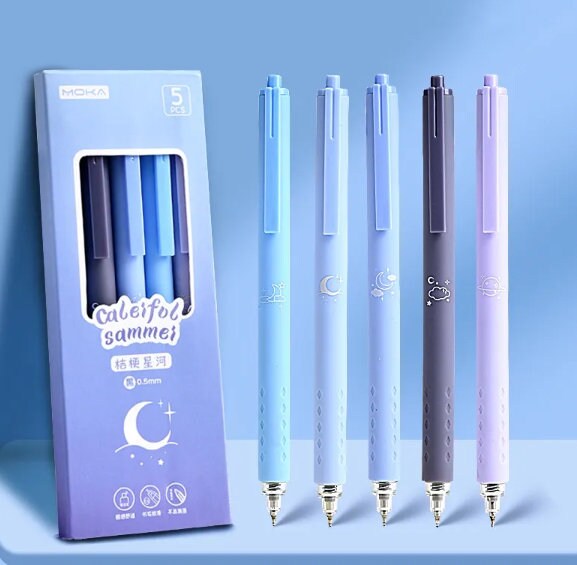 5pcs MOON STARS PENS Constellation Universe Gifts Aesthetic Moonlight ...