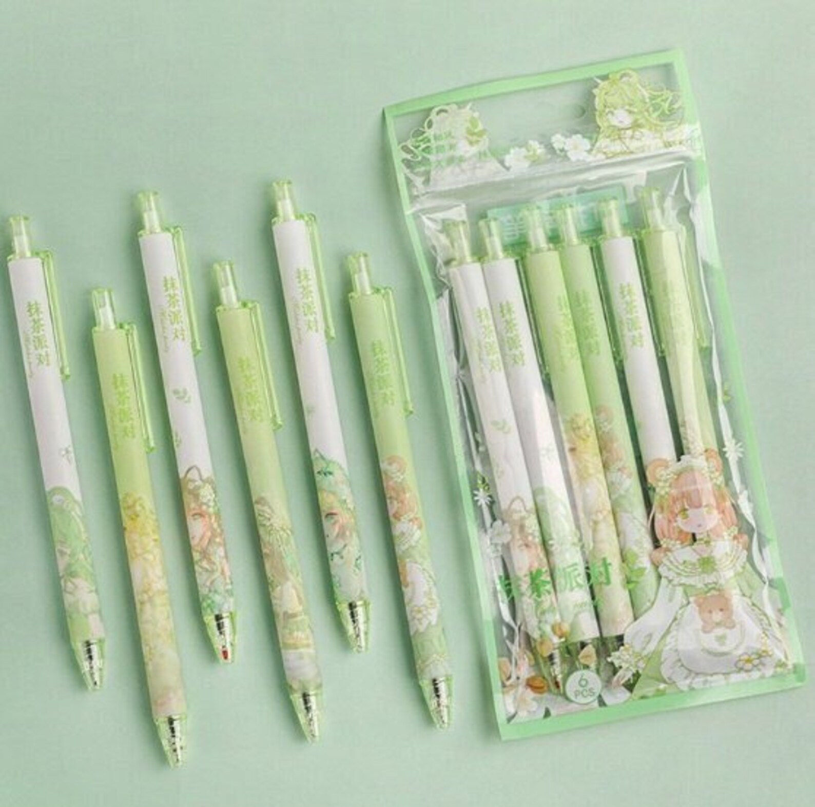 6 Pc KAWAII CUTECORE PENS Mystical Witchy Forest Juk Journal Fairy ...
