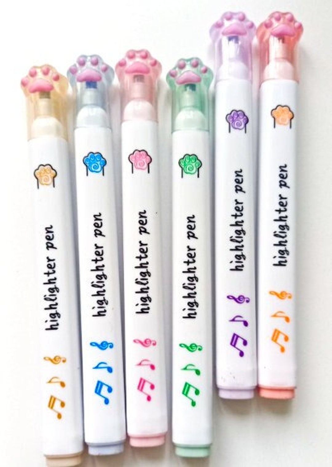 6pcs CAT PAW HIGHLIGHTERS Cute Gifts Under 10 Paws Kawaii Decor Quick ...
