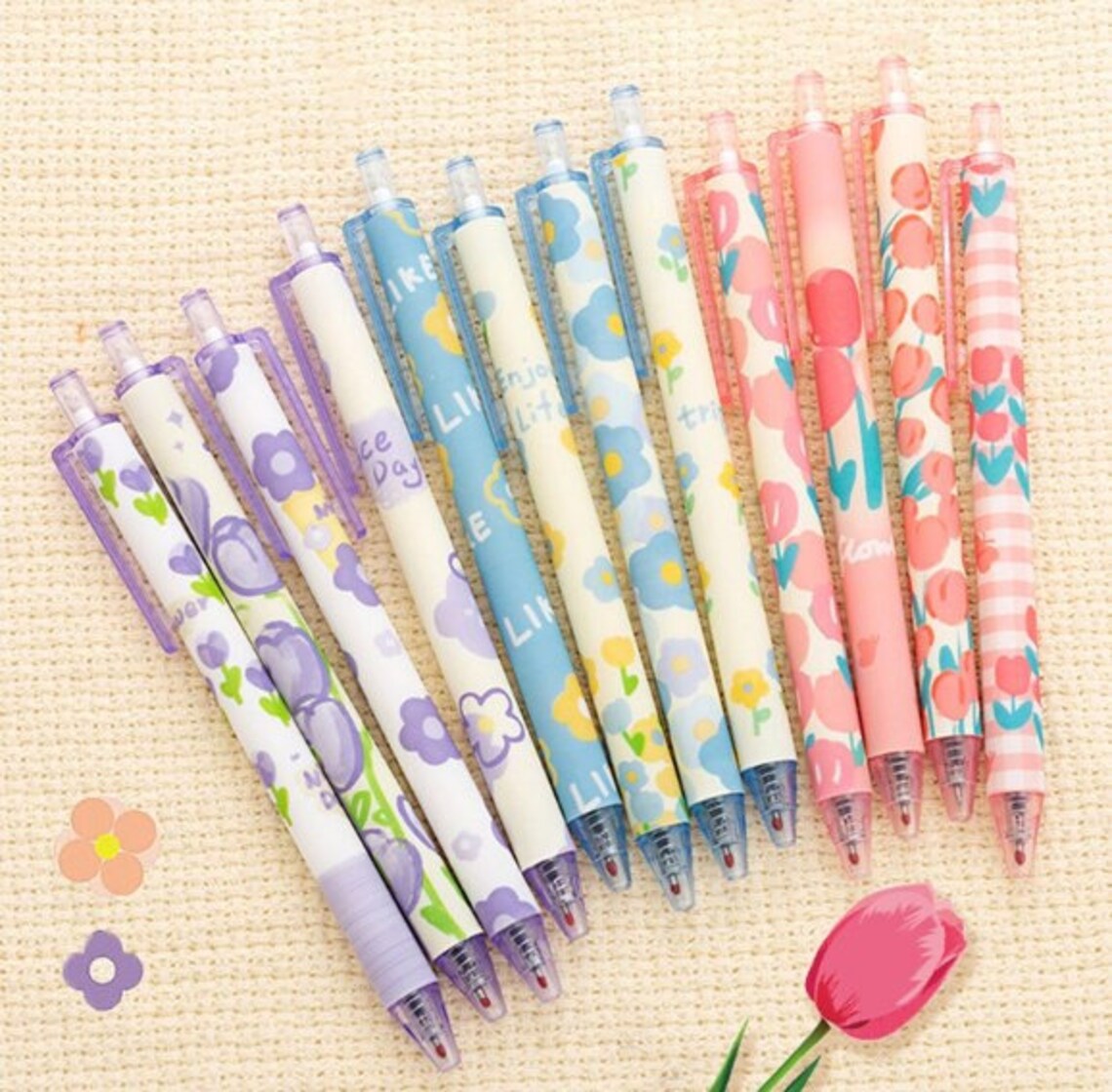 4pc TULIP PEN SET Cute Aesthetic Pretty Flower Fancy Signature Fantasy ...