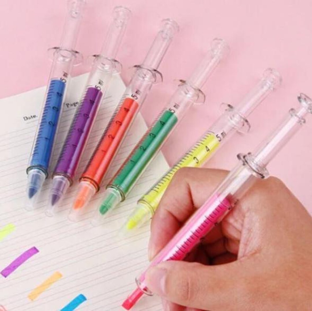 6pcs SYRINGE PEN MARKERS Art Aesthetic Writing Coloring Adult Ink ...