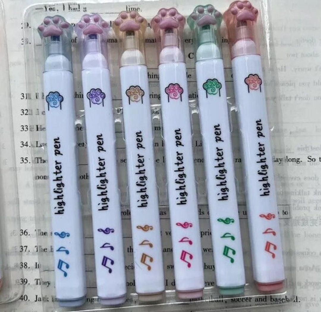 6pc/set PAW HIGHLIGHTERS Cute Kawaii Cat Decor Quick Dry - Etsy