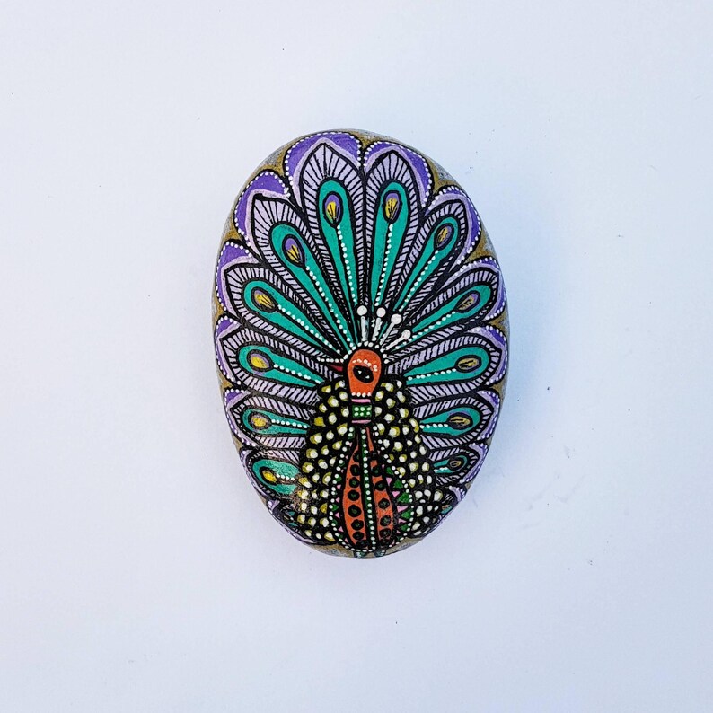 Peacock Painted Stone Painted Rocks Bird Art Peacock Rock - Etsy